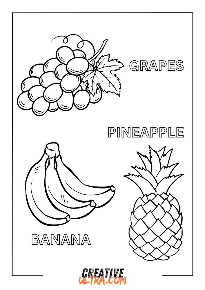 10 Fruits Coloring Page (Free Download)