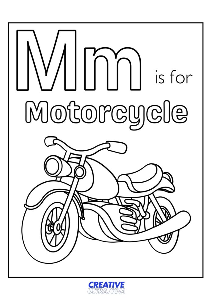 Printable Letter M Coloring Page Worksheet - Creative Ultra
