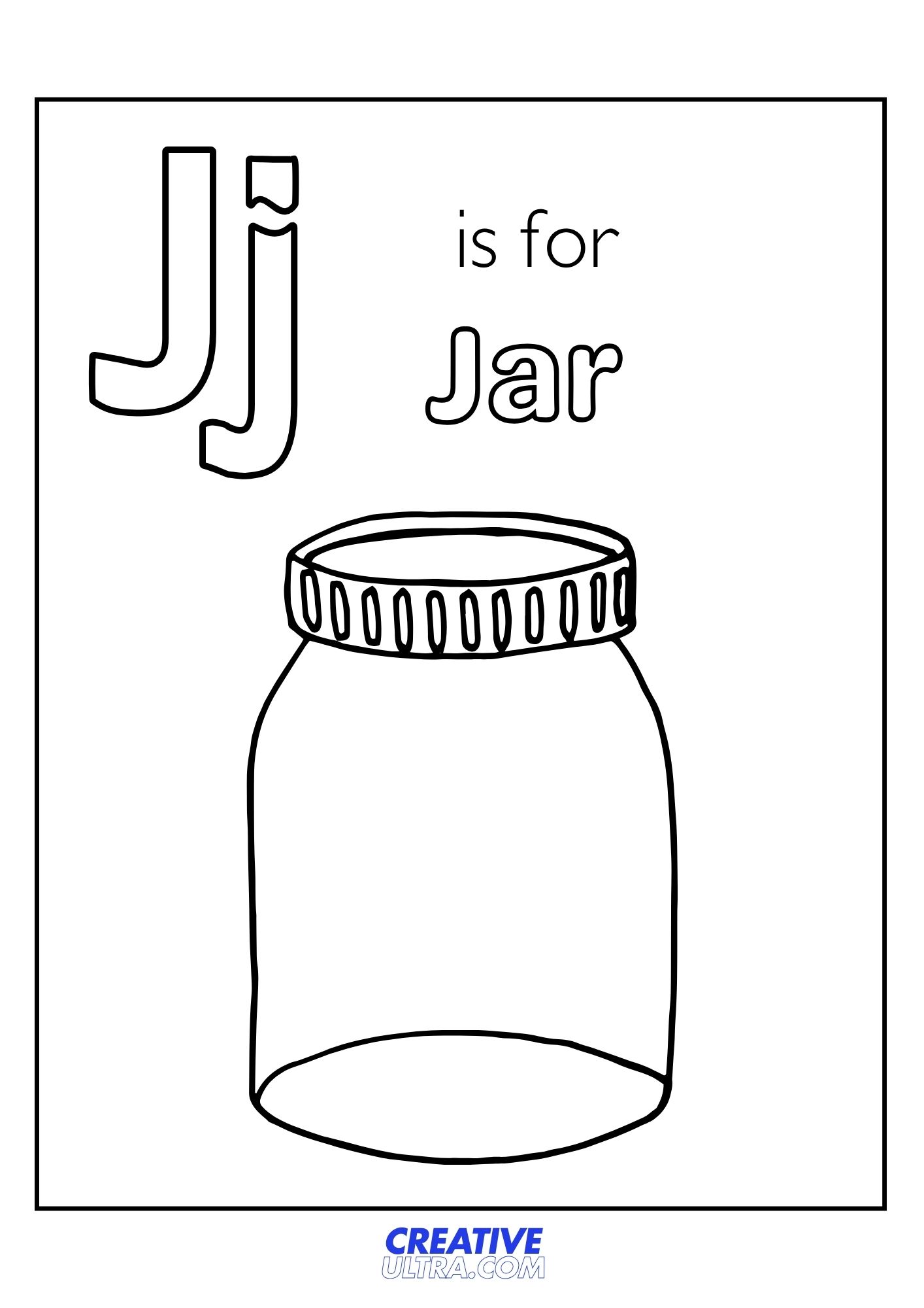 Printable Letter J Coloring Page Worksheet - Creative Ultra